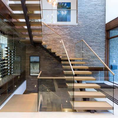 Modern Design Steel Beam Stringer Open Riser Staircase