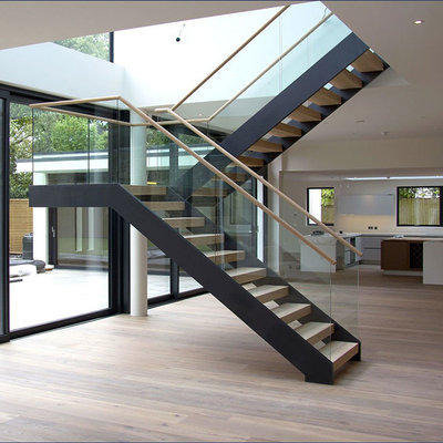Modern Design Steel Beam Stringer Open Riser Staircase