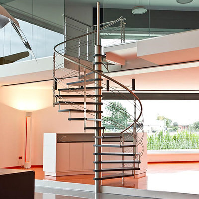 Customized Modern Spiral Staircase With Solid Wood Steps Indoor Spiral Staircase Design