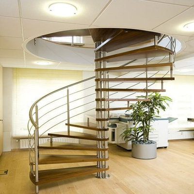 Modern Stainless Steel Spiral Staircase Indoor Decorative Wood Spiral Staircase For Small Space