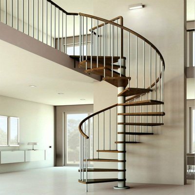 Customized Modern Spiral Staircase With Solid Wood Steps Indoor Spiral Staircase Design