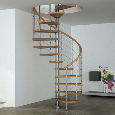 Modern Stainless Steel Spiral Staircase Indoor Decorative Wood Spiral Staircase For Small Space