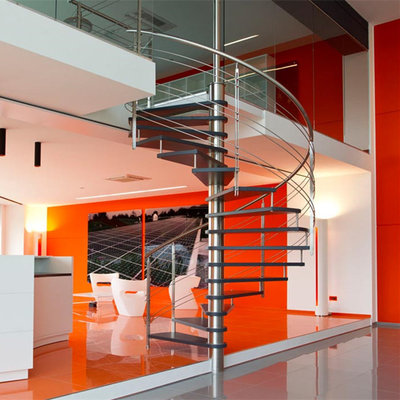 Customized Modern Spiral Staircase With Solid Wood Steps Indoor Spiral Staircase Design