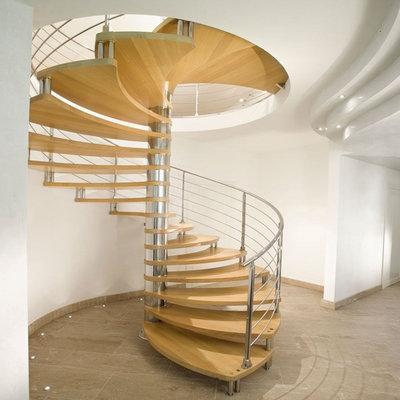 Modern Stainless Steel Spiral Staircase Indoor Decorative Wood Spiral Staircase For Small Space
