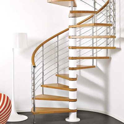 Customized Modern Spiral Staircase With Solid Wood Steps Indoor Spiral Staircase Design