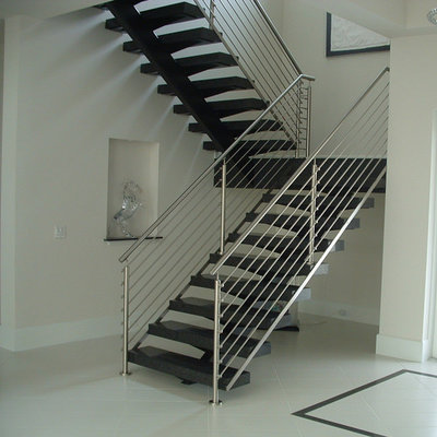 Customized Indoor U Shape Steel Wood Staircase Design For Villa
