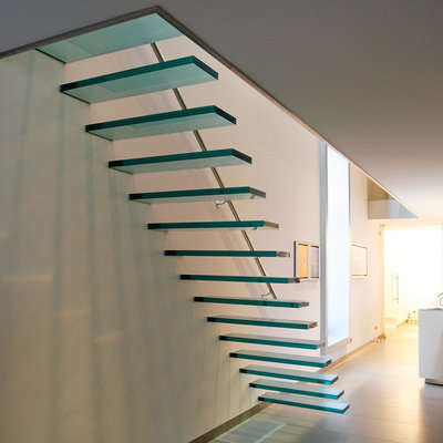 Contemporary Glass Floating Staircase Design Custom Cantilevered Glass Stair Build Hanging Stairs