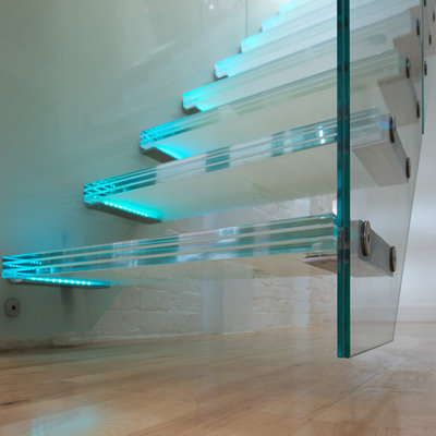 Contemporary Glass Floating Staircase Design Custom Cantilevered Glass Stair Build Hanging Stairs