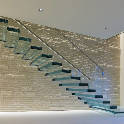Contemporary Glass Floating Staircase Design Custom Cantilevered Glass Stair Build Hanging Stairs