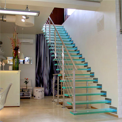 Contemporary Glass Floating Staircase Design Custom Cantilevered Glass Stair Build Hanging Stairs