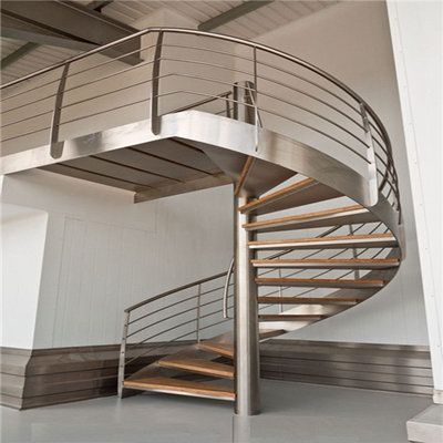 Customized Modern Spiral Staircase With Solid Wood Steps Indoor Spiral Staircase Design