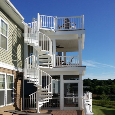 Carbon Steel Tread Custom Spiral Staircase /Outdoor Metal Spiral Staircase