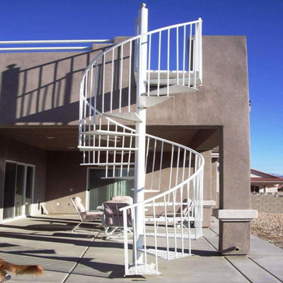 Carbon Steel Tread Custom Spiral Staircase /Outdoor Metal Spiral Staircase