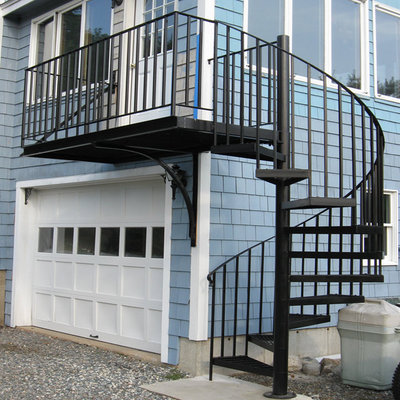 Carbon Steel Tread Custom Spiral Staircase /Outdoor Metal Spiral Staircase