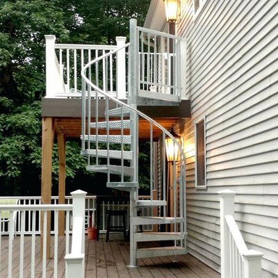 Carbon Steel Tread Custom Spiral Staircase /Outdoor Metal Spiral Staircase