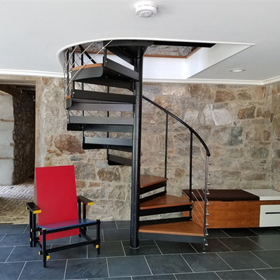 Indoor Cheap Wooden Steel Wrought Iron Railing Handrail Design Used Spiral Staircase Prices