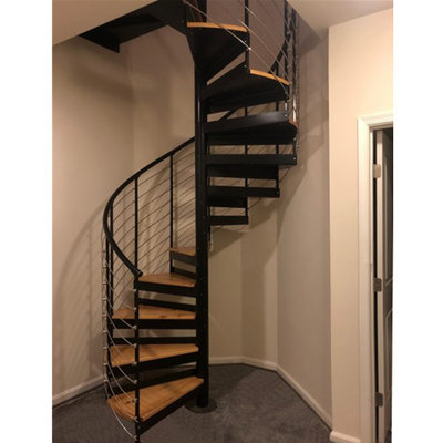 Indoor Cheap Wooden Steel Wrought Iron Railing Handrail Design Used Spiral Staircase Prices