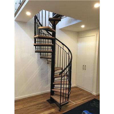 Indoor Cheap Wooden Steel Wrought Iron Railing Handrail Design Used Spiral Staircase Prices