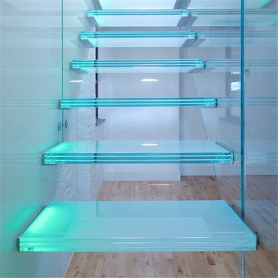 Modern Straight Floating Staircase Kit For Small Spaces Mono Stringer Glass Railing Designs Indoor Floating Glass Stair