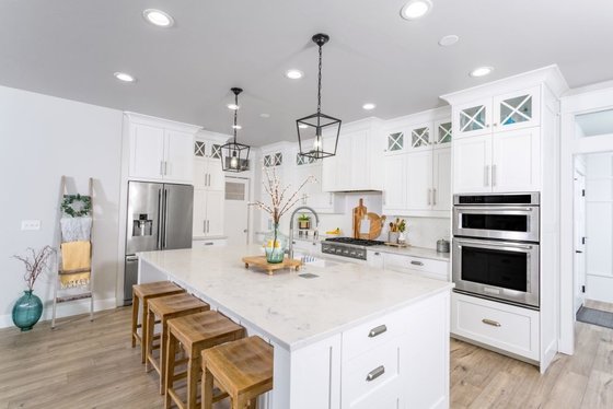 L Shaped Kitchen Cabinets White Shaker Kitchen Cabinets For Villa