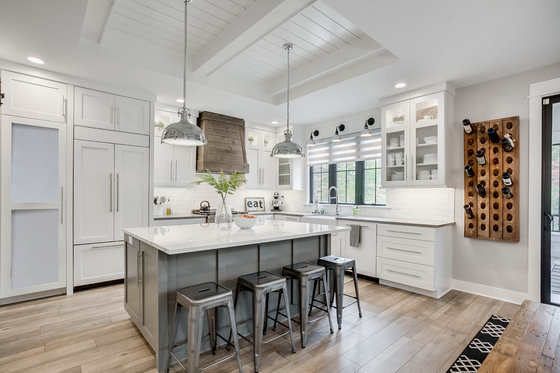L Shaped Kitchen Cabinets White Shaker Kitchen Cabinets For Villa