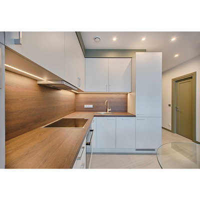 White Lacquer Kitchen Cabinets Integrated With Wood Grain Kitchen Cabinets