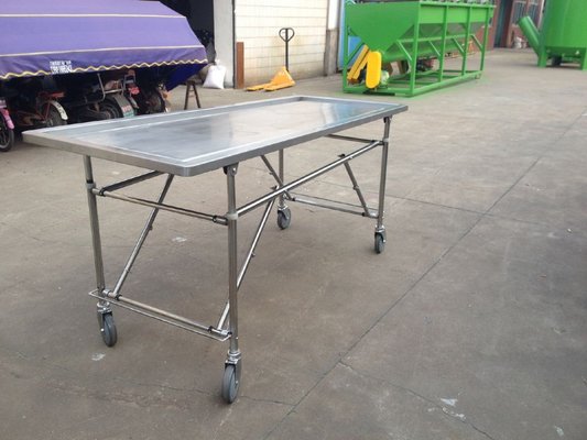 Stainless Steel Movable Simple Body Dissecting Table with Four Wheels