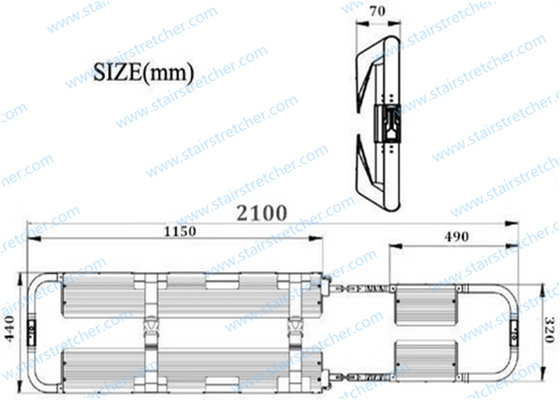 Stainless Steel Foldable Stretcher , Adjustable Length Scoop Emergency Stretcher