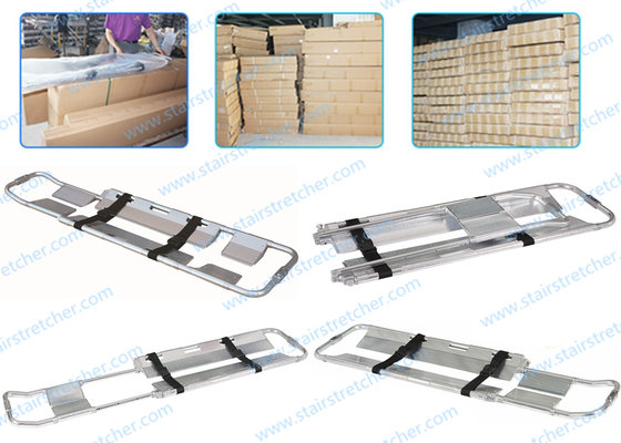 Stainless Steel Foldable Stretcher , Adjustable Length Scoop Emergency Stretcher