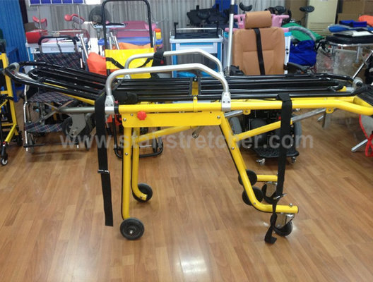 Folding Ambulance Stretcher Safely Wheeled For Hospital / City Roads
