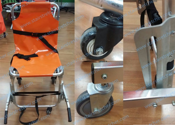 Safety Folding Aluminum Alloy Evacuation Stair Chair With Belts Easy Cleaning