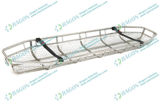 Stainless steel Rescue Basket Stretcher with adjustable feet - securing mechanism