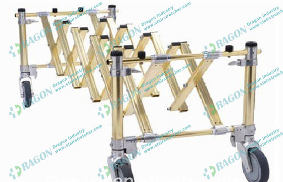 Golden Foldable Aluminum Alloy Funeral Equipment Coffin Trolley with Castor Brake