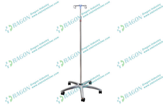 Aluminum Alloy Base Stainless Steel IV pole / IV Stand with Five Wheels