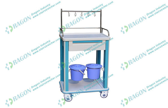 ABS Noiseless Hospital Furnitures , IV medicine Trolleys with Two Dust Basket