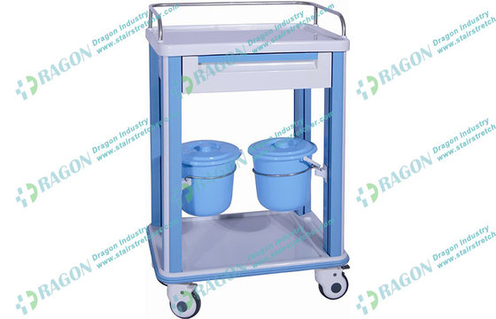 ABS Noiseless Hospital Furnitures , IV medicine Trolleys with Two Dust Basket