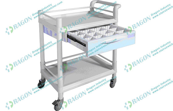 Sliding Rail Hospital Furnitures , ABS Utility medical trolley with drawers