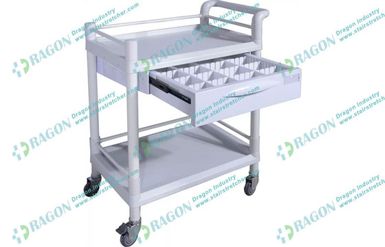 Sliding Rail Hospital Furnitures , ABS Utility medical trolley with drawers