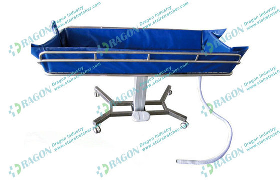 Satinless Steel Electric Shower Trolley with Collapsible Side Rail , Hospital Furniture