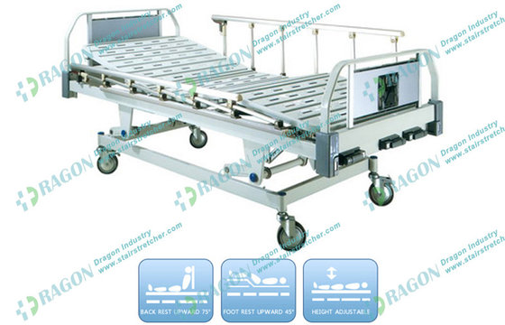 Comfortable 3 Function Manual Hospital Bed With Silent Castors and Bedside cabinet