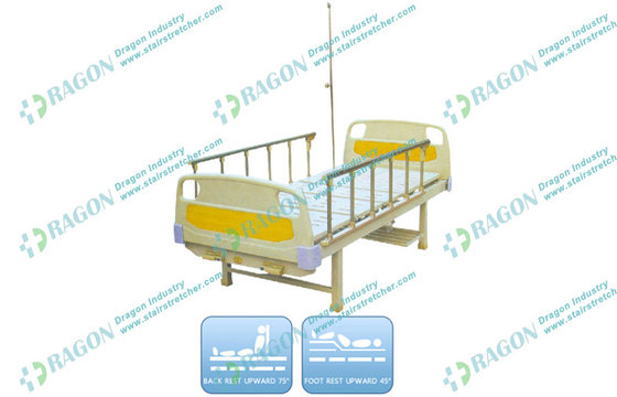 Detachable ABS head / foot  Board Manual Hospital Bed with Mattress , over bed table