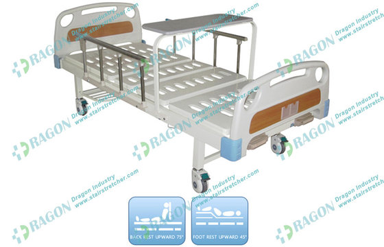 Two Functions Manual Hospital Patient Bed With Aluminium Collapsible Side Rails