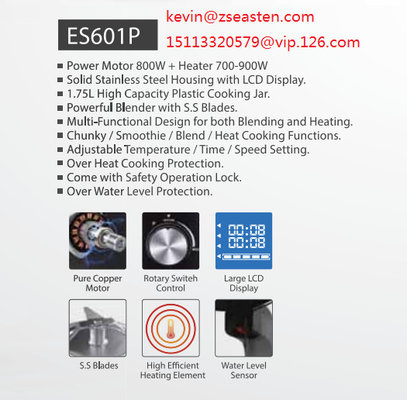 China Soup Maker ES601P/ Easten 800W Power Motor Soup Maker Food Processor / 900W Heater Soup Blender