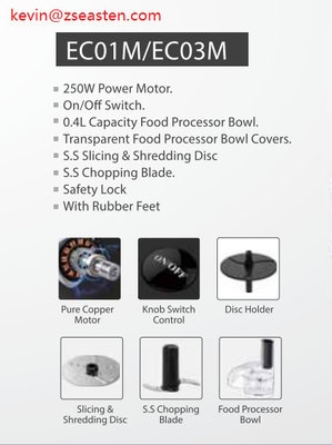 0.4 Liters Mini Food Processor EC03M/ Factory 250W Mini Food Chopper/ Home Electric Meat Grinder for Household