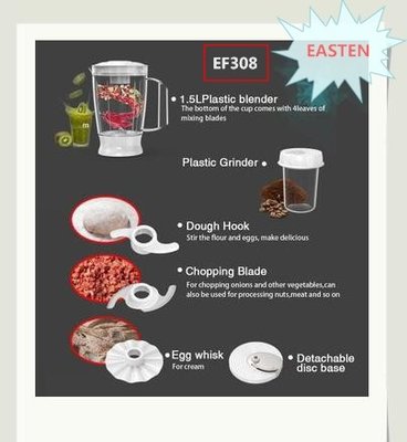 Food Processor EF308 with Slicing/Chopping/Mixing/Shredding/ Food Processor Motor/ Electric Food Processor