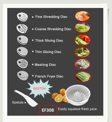 Food Processor EF308 with Slicing/Chopping/Mixing/Shredding/ Food Processor Motor/ Electric Food Processor