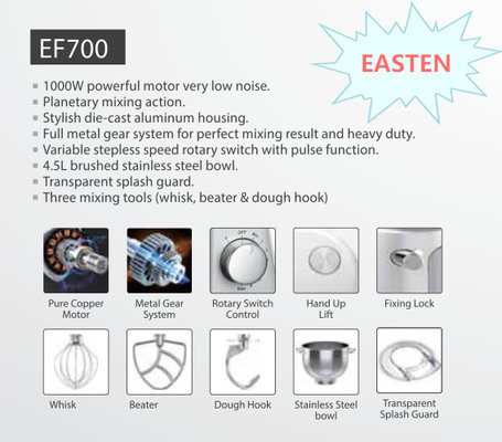 Easten 8 Speed Counter Top Kitchen Stand Mixer EF700/ 4.5 Liters Food Baking Mixer for Sale