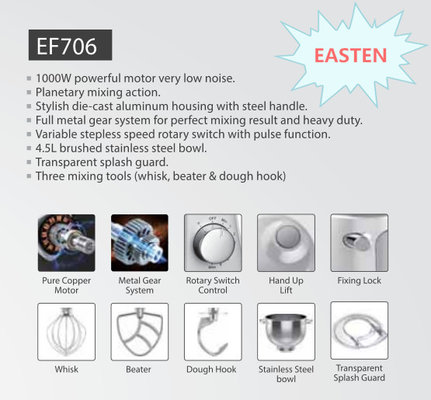 1000W Professional Electric Stand Food Mixer Blender/ Planetary Cooking Mixer for Egg/Cake/Milk/Bread/Noodle/Pizza