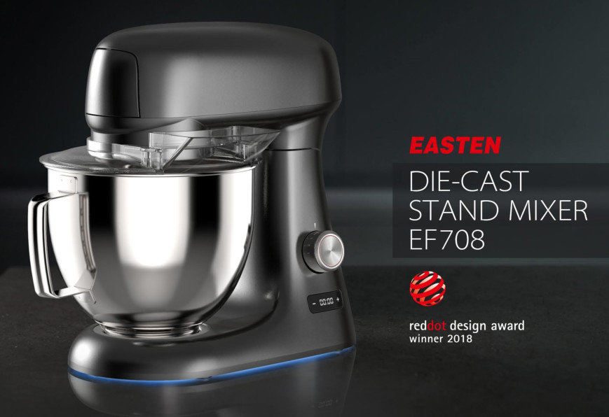 Easten Reddot Die-cast Stand Mixer EF708/ Top Quality Multifunction 4.8 Liters Stand Food Mixer With Rotating Bowl