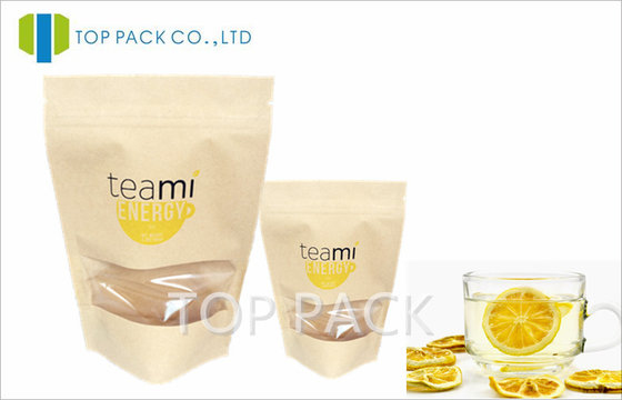 Nature Stand Up Food Pouches Kraft Paper Material Dried Lemon Packaging
